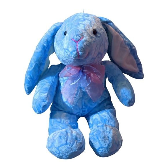 Dan Dee | Toys | Blue Plush Bunny With Pink Bow | Poshmark